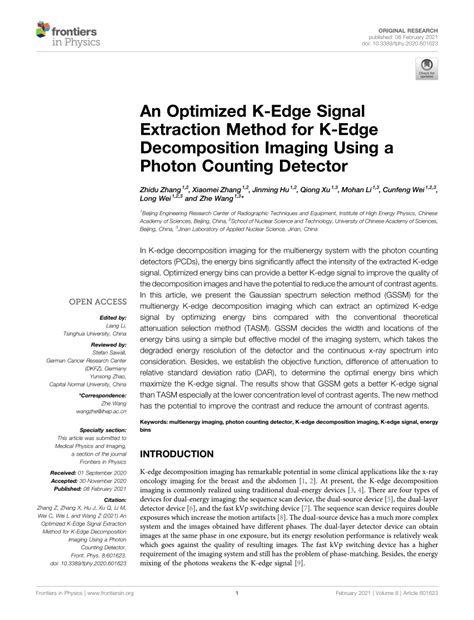 Pdf An Optimized K Edge Signal Extraction Method For K Edge Decomposition Imaging Using A