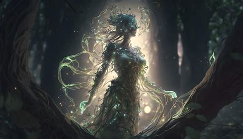 Premium Ai Image Tree Nymph In A Forest