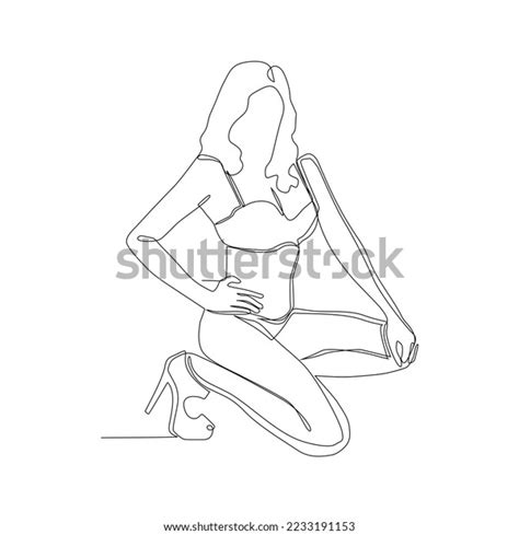 Continuous Line Design Sexy Woman Posing Stock Vector Royalty Free 2233191153 Shutterstock