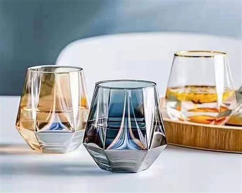 Hexagonal Wine Glasses 300ml Best Colored Glass Cups