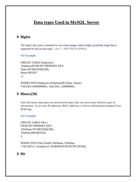 Data Types Pdf Integer Computer Science Microsoft Sql Server