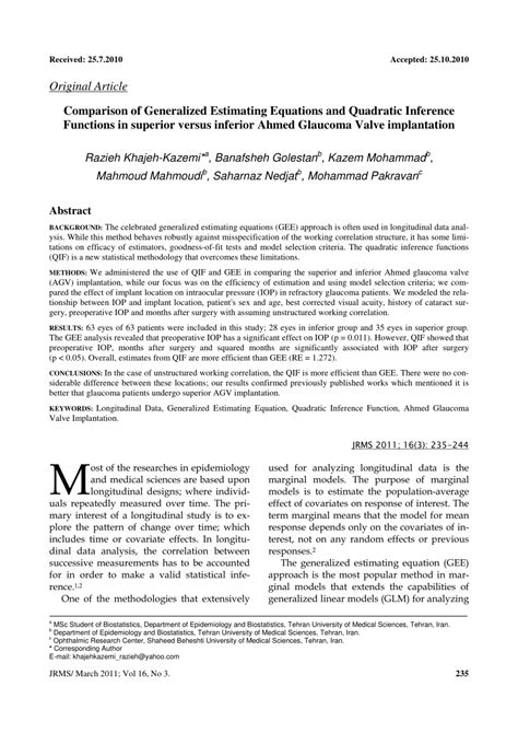 Pdf Comparison Of Generalized Estimating Equations And Quadratic