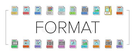 File Format Document Icons Set Vector Stock Vector Illustration Of