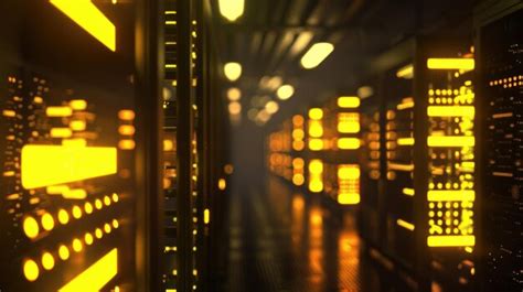 Illuminated Server Racks In A Data Center Premium Ai Generated Image