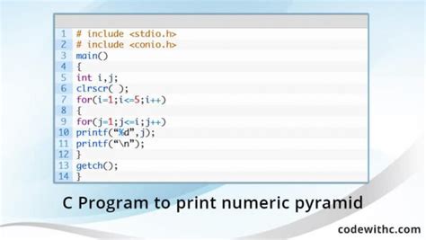 C Program To Print Numeric Pyramid Code With C