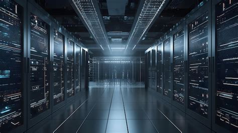 premium ai image futuristic data center or server room with secure