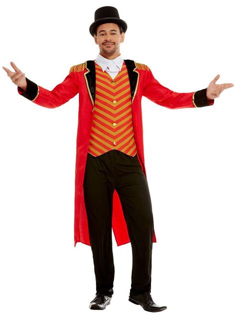 Red And Gold Ringmaster Costume Circus Showman Dress Up For Men