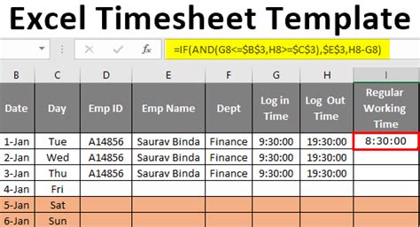 Timesheet Excel Template Hour Calculator Kloseries