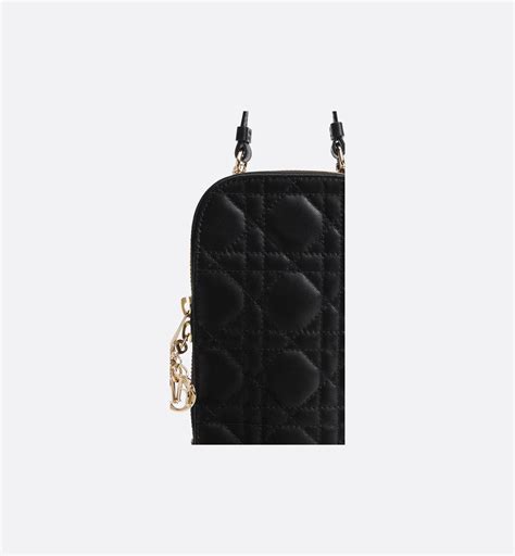 Lady Dior Callin Dior Phone Holder Latte Cannage Lambskin Dior