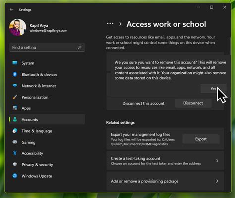 Disconnect Windows 11 From Work Or Babe Account