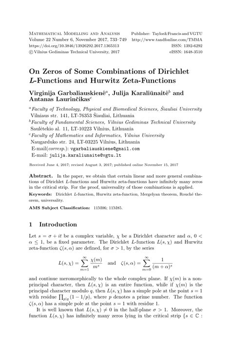 pdf on zeros of some combinations of dirichlet l functions and