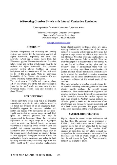 Pdf Self Routing Crossbar Switch With Internal Contention Resolution