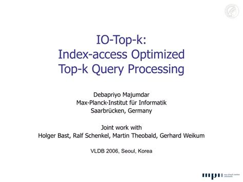 Ppt Innovative Top K Query Processing Algorithm Using Index