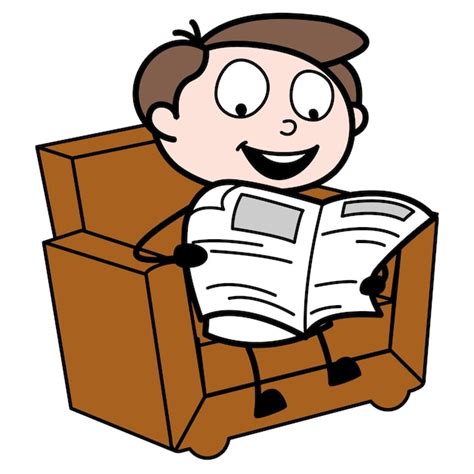 신문을 읽는 젊은 사업가 만화 캐릭터의 자산 프리미엄 벡터