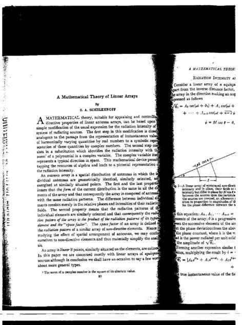 A Mathematical Theory Of Linear Arrays Pdf