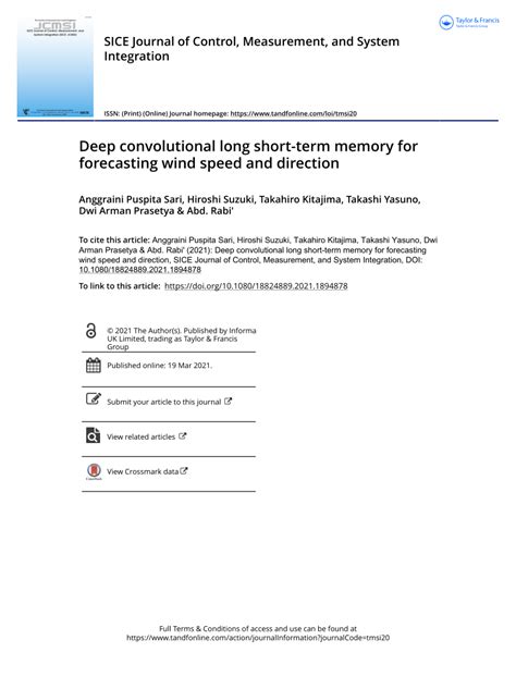 Pdf Deep Convolutional Long Short Term Memory For Forecasting Wind Speed And Direction