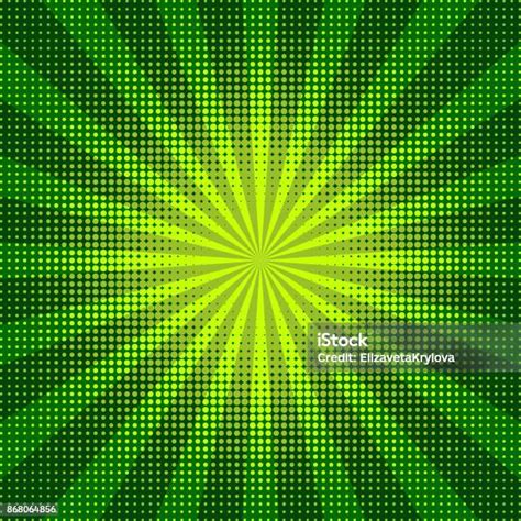 하프톤와 추상 녹색 배경입니다 팝 아트 복고 스타일 배경 점 및 광선 벡터 일러스트 레이 션 0명에 대한 스톡 벡터 아트 및 기타 이미지 Istock
