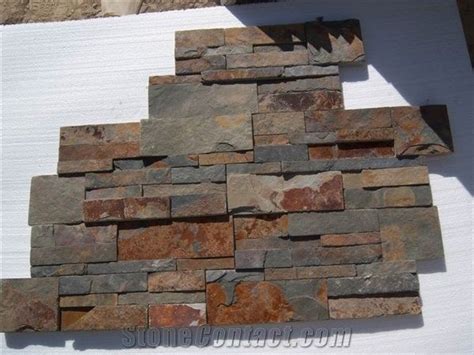 Cheap S1120 Rusty Slate Culture Stone For Wall Cladding Yellow Slate