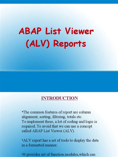 Abap List Viewer Alv Reports Pdf Parameter Computer Programming