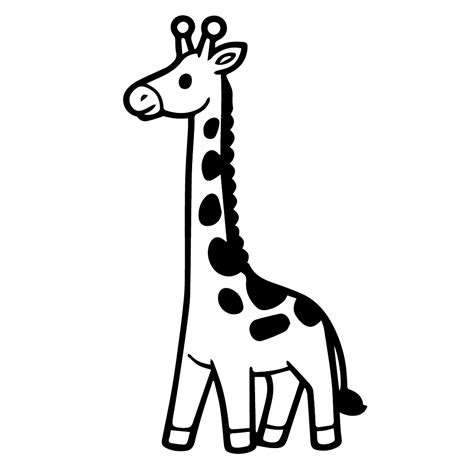 Free Giraffe Cartoon Cute Black And White Svg Vector File For Laser