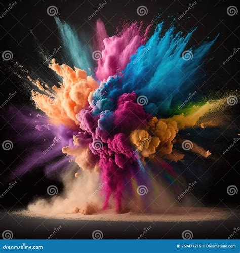 Holi Colour Explosion On A Dark Background Generative Ai Stock