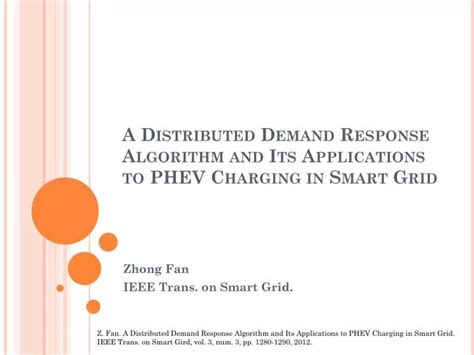 PPT A Distributed Demand Response Algorithm And Its Applications To