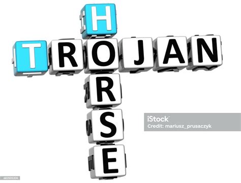 3d 트로이 목마 바이러스 낱말 텍스트 가로세로 낱말퍼즐에 대한 스톡 사진 및 기타 이미지 가로세로 낱말퍼즐 개념 금고 보안 장비 Istock