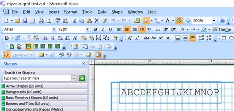 VISIO How To Set Grid Lines Such That Each Character Appears In 1 Square And Each Square