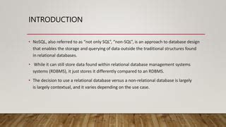 Introduction To NoSQL Database Technology PPT