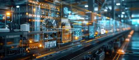 Futuristic Smart Factory With Advanced Robotics And Digital Interfaces In A Hightech Industrial