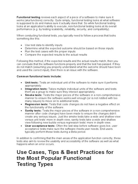Functional Testing With Examples Pdf Software Testing Information Technology Management