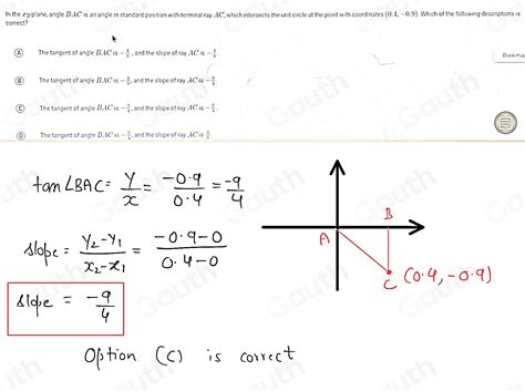 solved in the xy plane angle bac is an angle in standard position