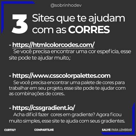 Rodrigo O Sobrinho Dev Aqui Vai Uma Dica De Cores Para Você 3 Sites