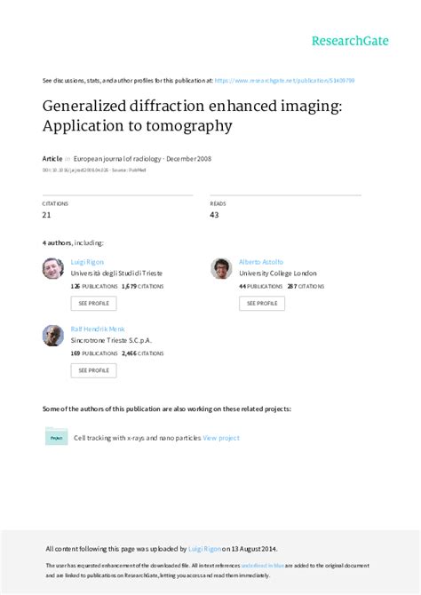 Pdf Generalized Diffraction Enhanced Imaging Application To Tomography