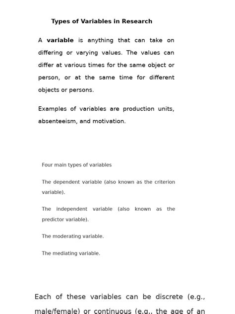 Types Of Variables In Research Pdf Dependent And Independent Variables Psychology