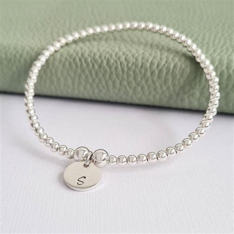 Personalised Sterling Silver Beaded Initial Bracelet By Silver Birch