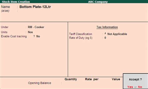 Creating Stock Items Raw Materials