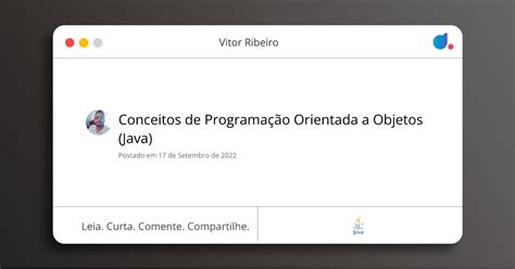 Conceitos De Programação Orientada A Objetos Java Vitor Ribeiro Java Dio