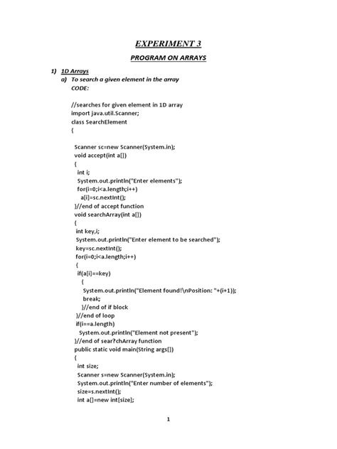 java program on arrays 1d and 2d pdf matrix mathematics