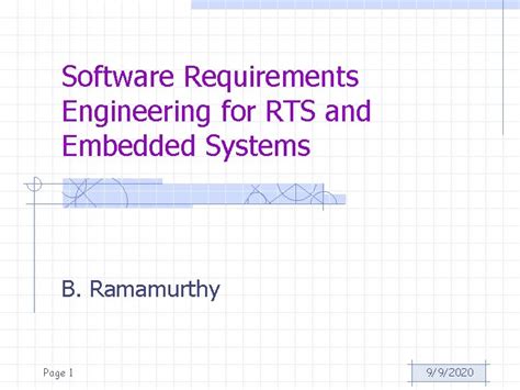 Software Requirements Engineering For Rts And Embedded Systems