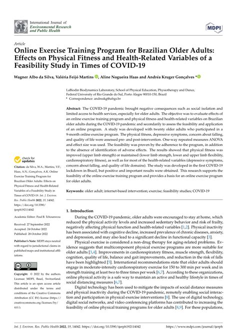 Pdf Online Exercise Training Program For Brazilian Older Adults