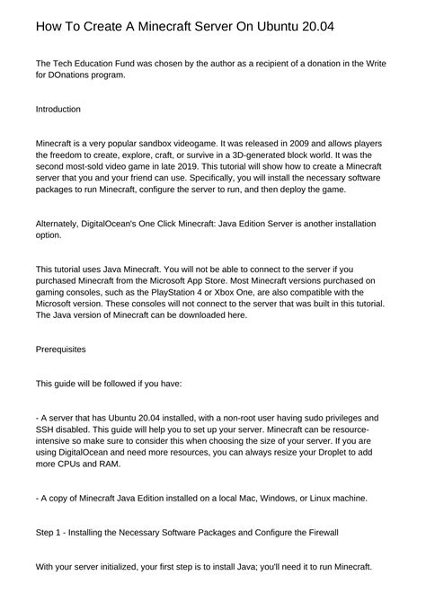 How To Create A Minecraft Server On Ubuntu 2004yzlwhpdfpdf Docdroid