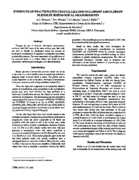 Pdf Evidence Of Fractionated Crystallization In Lldpepp And Uldpepe Blends By Rheological