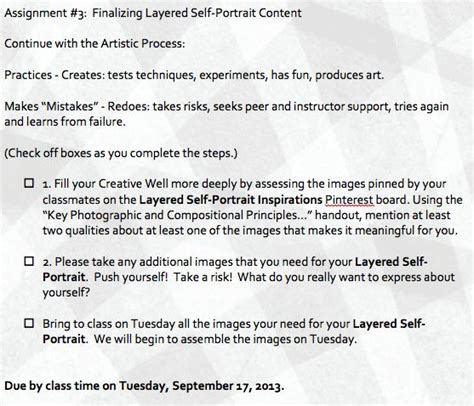 Assignment 3 Finalizing Layered Self Portrait Content Peer Assignments Supportive