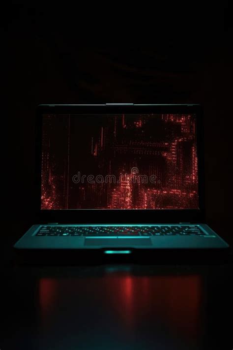 Open Laptop With Code On Screen In Darkness Stock Photo Image Of Laptop Internet