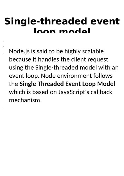 Single Thread Jntuk Msd Single Threaded Event Loop Model Node Is