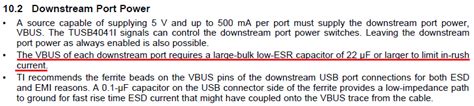 Tusb4041i Vbus Capacitor For Each Downstream Port Interface Forum Interface Ti E2e