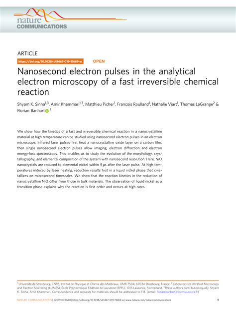 Pdf Nanosecond Electron Pulses In The Analytical Electron Microscopy