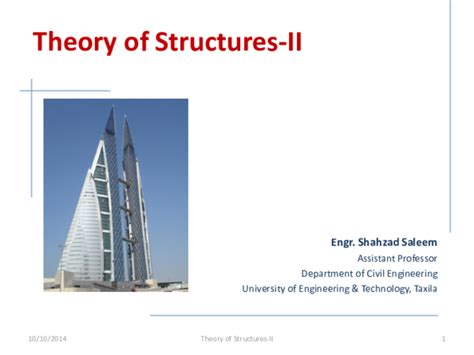 Ppt First Lecture In The Theory Of Structures Ii