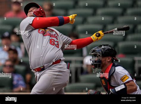 St Louis Cardinals Catcher Yohel Pozo 63 Hits The Ball In The Nineth